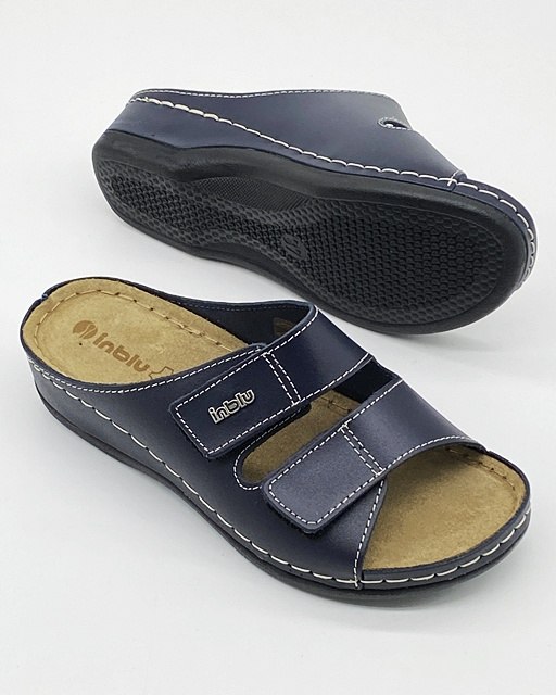 Wygodne zdrowotne laczki damskie 158D250 Inblu granatowe, regulacja ...